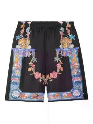 Versace Coral Theatre-print Shorts - Black
