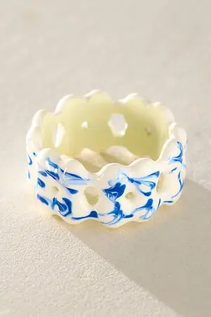 Free People Floral Capri Ring Blue Wave