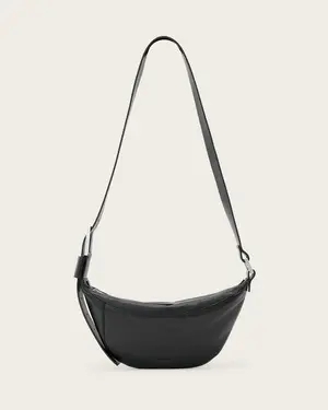 ALLSAINTS Luna Slouchy Leather Crossbody Bag - Black/silver