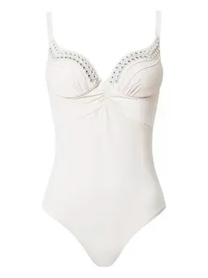 TWINSET Embroidered Swimsuit - 12376_ric.almond Beige/dark Almond Beige