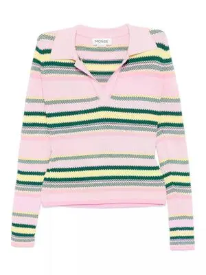 Monse Striped Jacquard Top - Pink