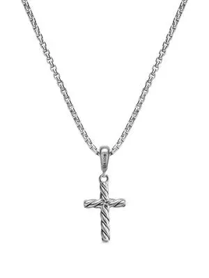 David Yurman Cable Cross Pendant Necklace - Silver