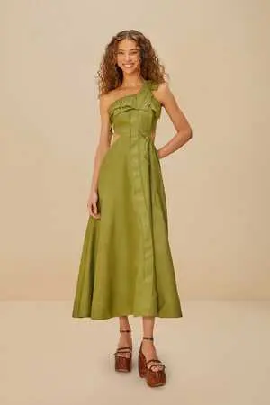 Farm Rio Palm Tree Euroflax Premium Linen Maxi Dress - Green | Editorialist