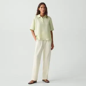 Theory Relaxed Pull-on Pant In Satin Crepe - Rice