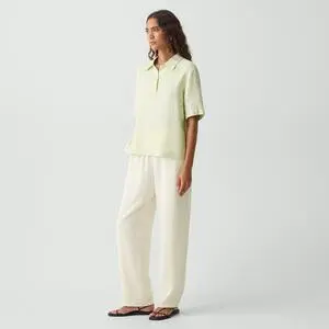 Theory Relaxed Pull-on Pant In Satin Crepe - Rice