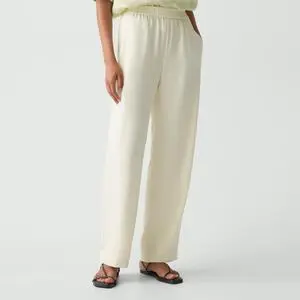 Theory Relaxed Pull-on Pant In Satin Crepe - Rice