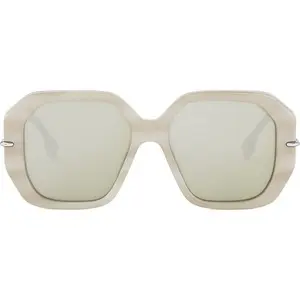 Fendi Selleria Square Sunglasses - Beige Horn / Green Mirror