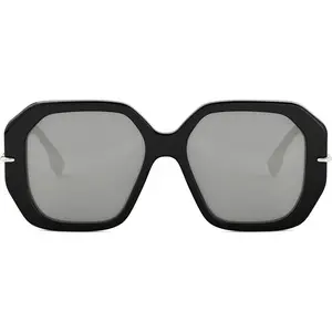 Fendi Selleria Square Sunglasses - Shiny Black / Smoke Mirror