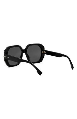 Fendi Selleria Square Sunglasses - Shiny Black / Smoke Mirror
