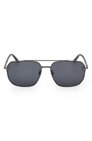 TOM FORD 61mm Navigator Sunglasses - Gunmental Black / Smoke