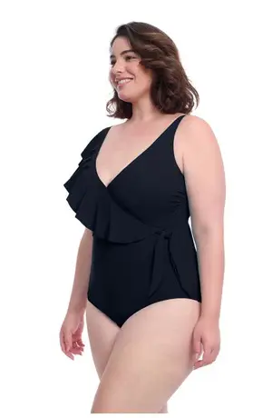 GOTTEX Tutti Frutti Ruffle One-piece Swimsuit - Black