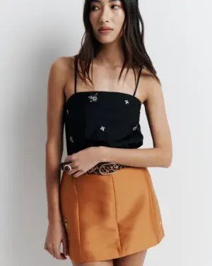 ROMY Mini Skirt With Floral Embroidery