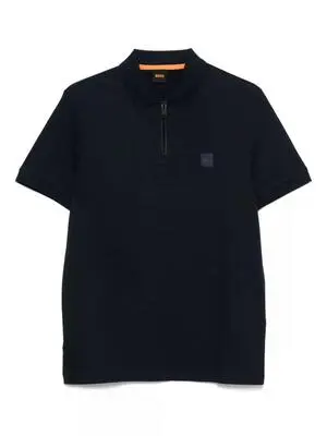 BOSS Stretch-cotton Slim-fit Polo Shirt With Logo Patch - Blue
