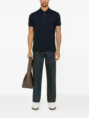 BOSS Stretch-cotton Slim-fit Polo Shirt With Logo Patch - Blue