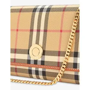 Burberry Check-print Woven Wallet On Chain