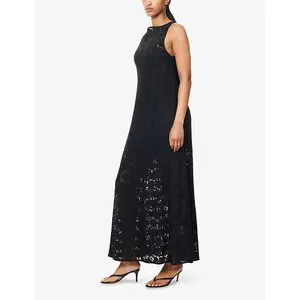 Dissh Loula Lace-Embroidery Stretch-Woven Midi Dress - Black | Editorialist