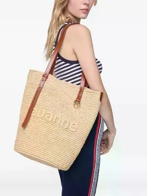 Rabanne Woven Raffia Tote Bag