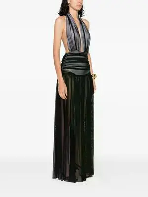 Norma Kamali Halterneck Shirred Maxi Dress