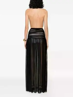 Norma Kamali Halterneck Shirred Maxi Dress