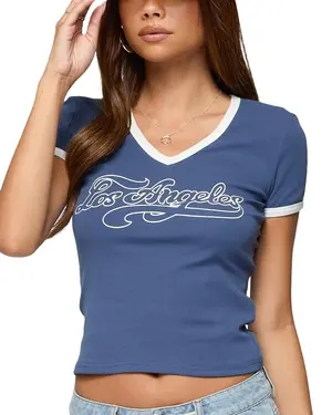EDIKTED Los Angeles Contrast T-shirt - Blue