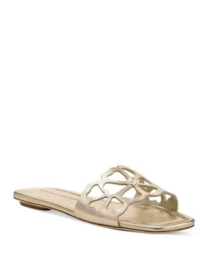 Stuart Weitzman Metallic Leather Slides