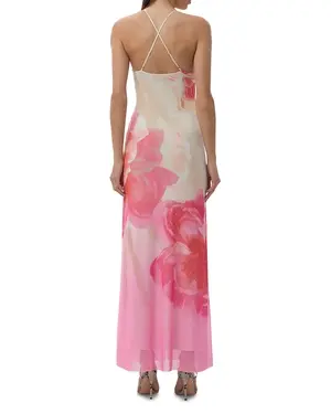 AFRM Romy Placed Floral Mesh Maxi Dress