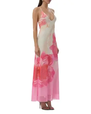 AFRM Romy Placed Floral Mesh Maxi Dress
