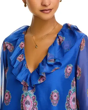 Aqua Paisley Chiffon Blouse