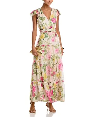 Aqua Blooming Maxi Dress