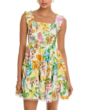 Aqua Tropical Mini Dress