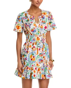 Aqua Printed Shirt Dress