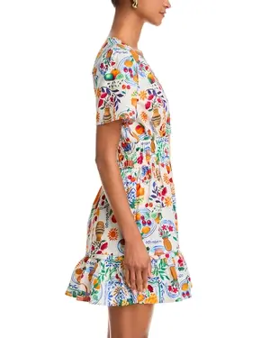 Aqua Printed Shirt Dress