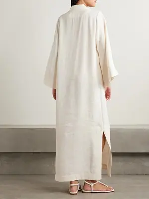 Lisa Marie Fernandez Shantung Maxi Dress With Billowy Sleeves - Neutrals