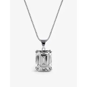 CARAT* LONDON 9ct White-gold 1.5ct Emerald-cut Cubic Zirconia Necklace - Silver