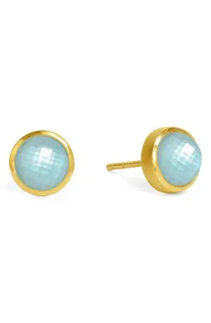 DEAN DAVIDSON Signature Midi Stud Earrings - Iridescent Sky Blue/ Gold