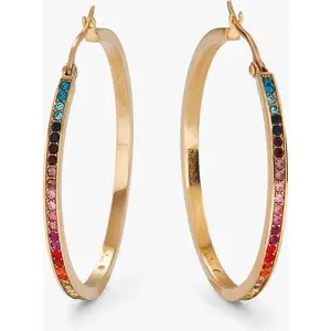 ALEX AND ANI Pave Hoop Earrings - Rainbow Ombre