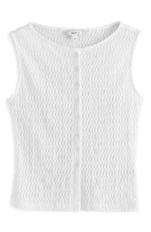 NEXT Textured Sleeveless Button-front Top - White
