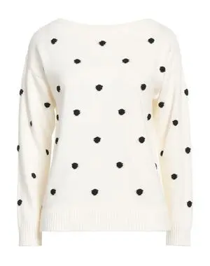 MANILA GRACE Polka-dot Knit Crewneck Sweater - Off White
