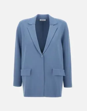 KANGRA Viscose Blend Blazer - Blue