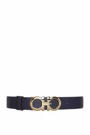 FERRAGAMO Salvatore Ferragamo Leather Belt Myrtle/black