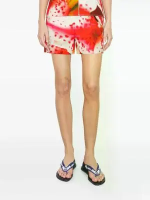 Tory Burch Camp Floral-print Shorts - Red