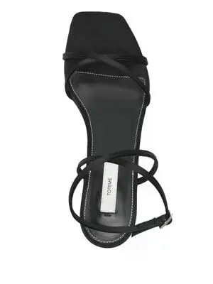 TOTEME 50mm Satin Crossover Sandals - Black