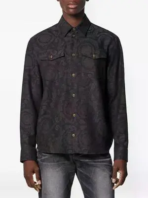 Versace Barocco Jacquard Chambray Shirt