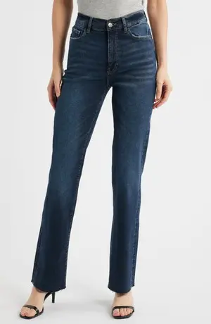 Warp + Weft Raw Hem High-waist Straight-leg Jeans