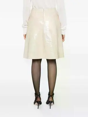 TOTEME Crocodile-embossed A-line Skirt - Neutrals