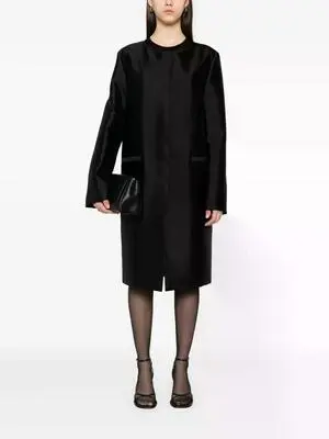 TOTEME Collarless Silk Coat - Black