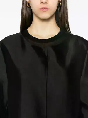 TOTEME Collarless Silk Coat - Black