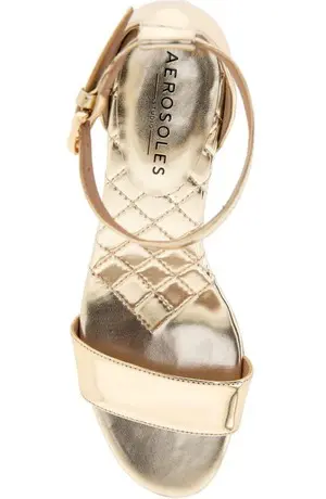 Aerosoles Jazzy Ankle Strap Sandal - Gold Metallic Faux Leather