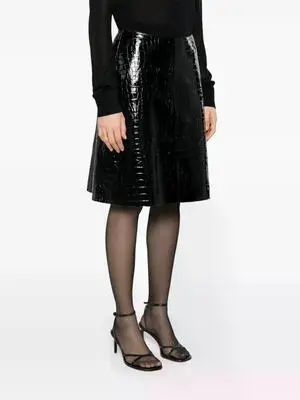 TOTEME Crocodile-embossed A-line Skirt - Black