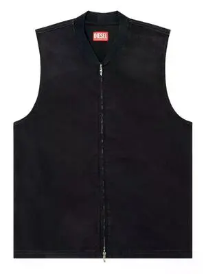DIESEL® Zip-up Sleeveless Gilet - Black